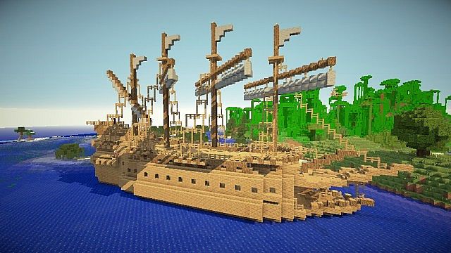 Pirate ship with cargo holds and captain's cabin Minecraft Map