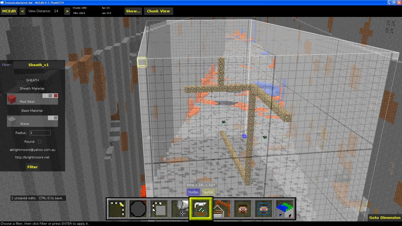SHEATH MCEdit filter makes cladding around blocks in the selection box Minecraft Mod