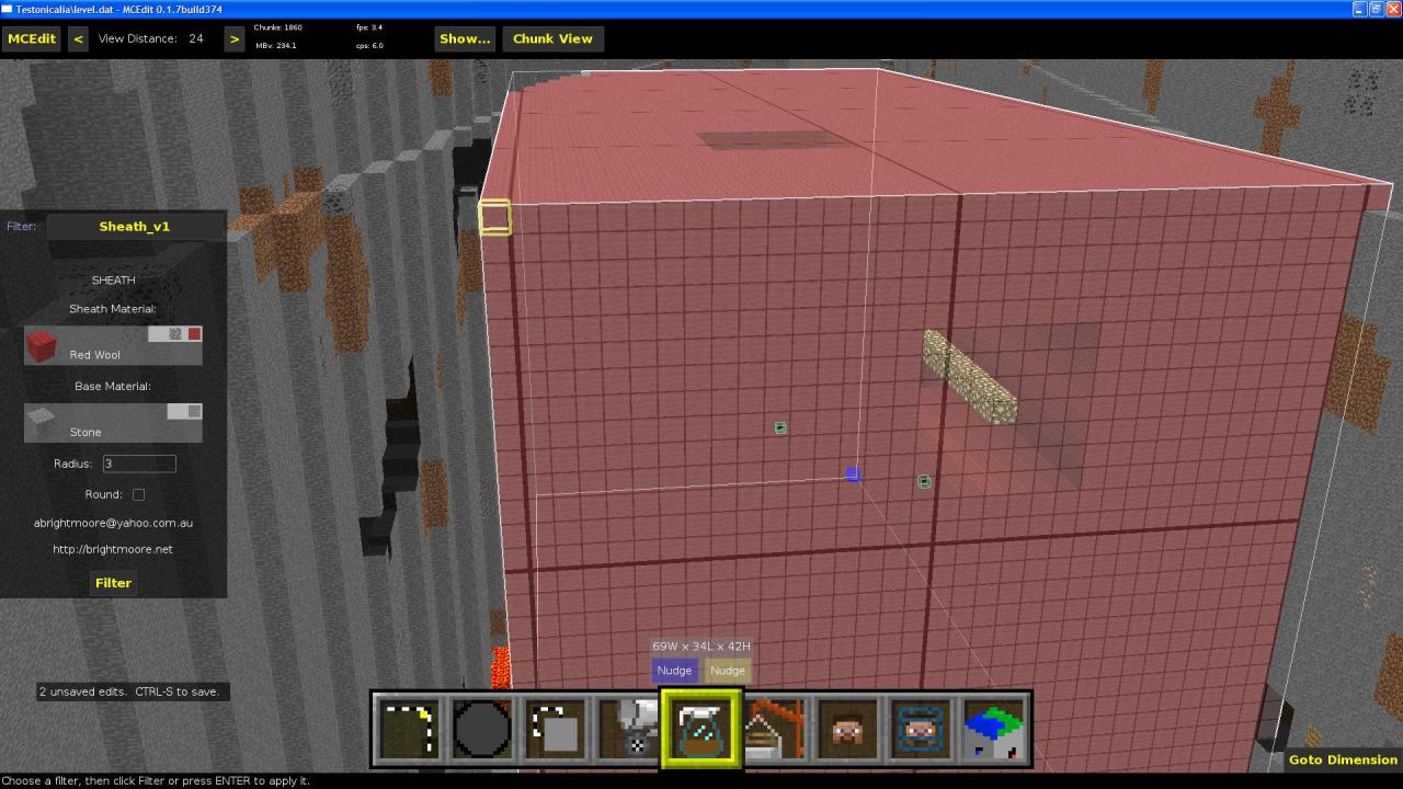 SHEATH MCEdit filter makes cladding around blocks in the selection box Minecraft Mod