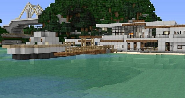 Modern Waterfront house Minecraft Map
