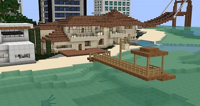 Mediterranean Modern Waterfront Home Minecraft Map