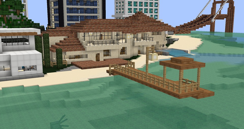 Mediterranean Modern Waterfront Home Minecraft Map