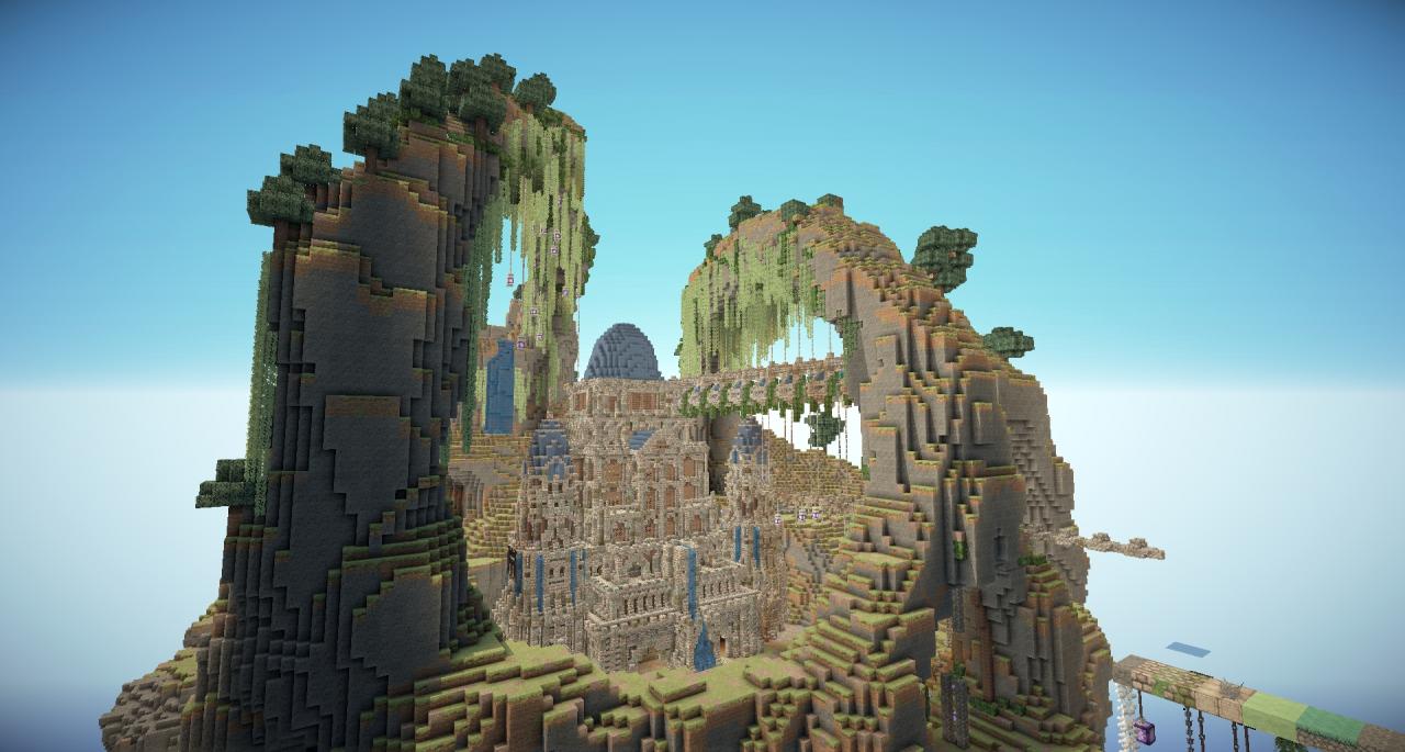 Fantasy Islands with Abandoned Castle and Steampunk Village Minecraft Map