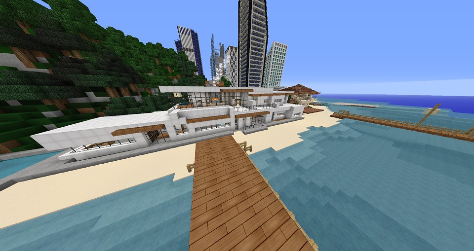 Modern Waterfront house Minecraft Map