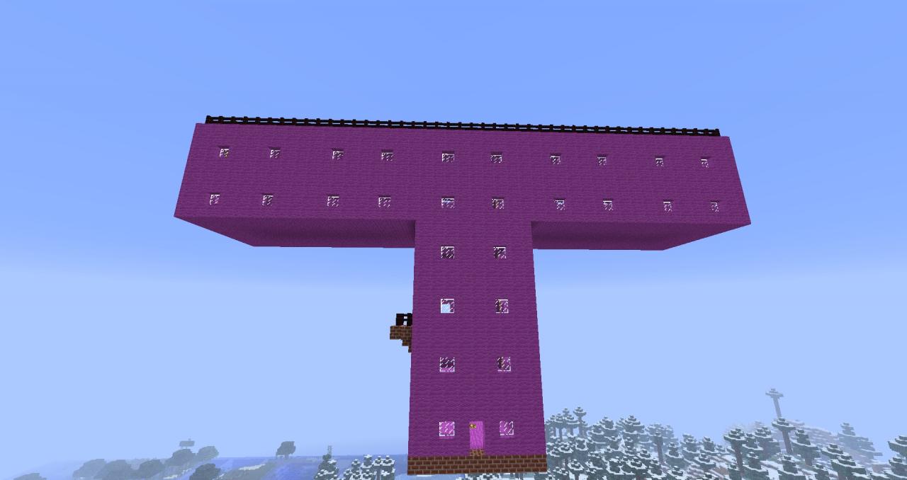 Magenta wool 'T' building Schematic Minecraft Map