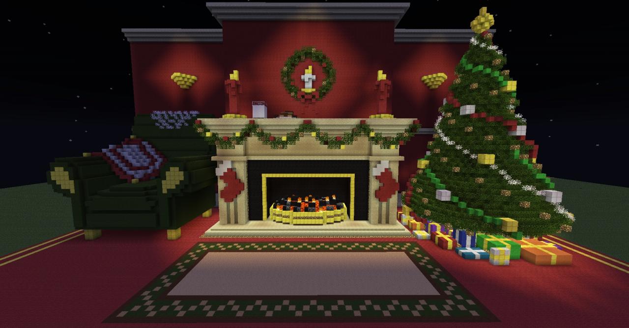 Christmas Fireplace Scene & Christmas Tree Minecraft Map