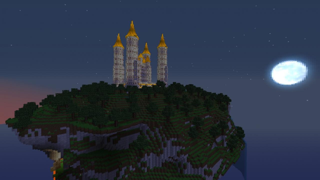 ☁ Floating Land With Castle And Little Cabin ☁ Minecraft Map