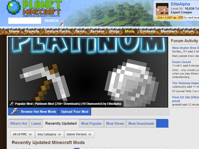 Platinum Mod (RETIRED PROJECT) Thanks for 1k+ DL's :) Minecraft Mod