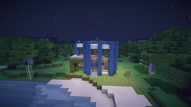 Blue modern house Minecraft Map