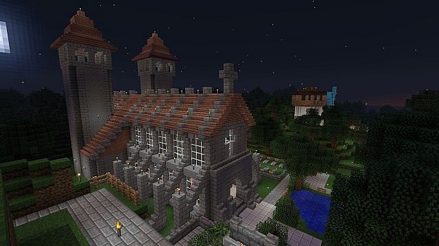 Castle and village in survival mod Minecraft Map