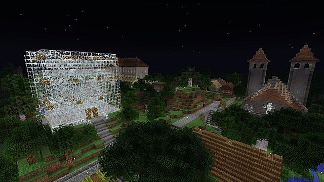 Castle and village in survival mod Minecraft Map