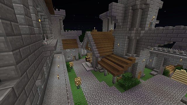 Castle and village in survival mod Minecraft Map