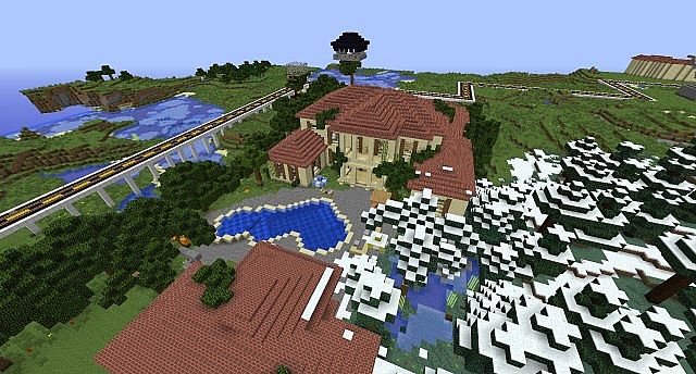 Modern Mansion With Awesome Swimming Pool Minecraft Map