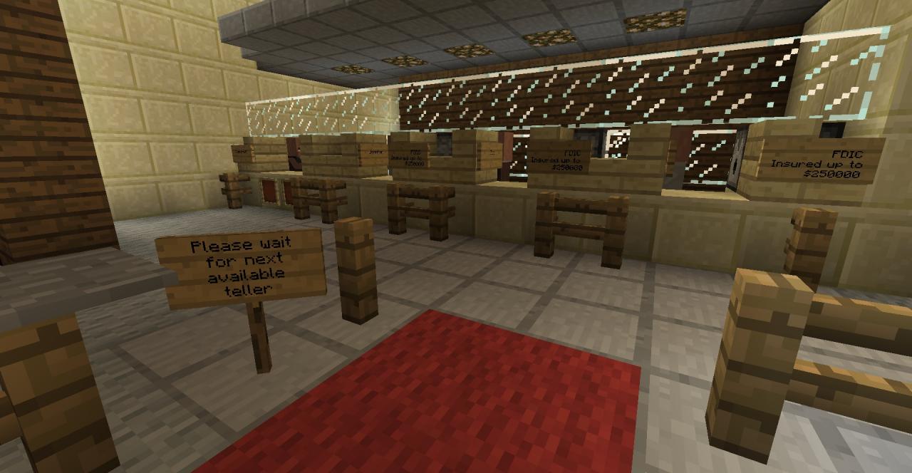 First City Bank with Combo lock vault Minecraft Map