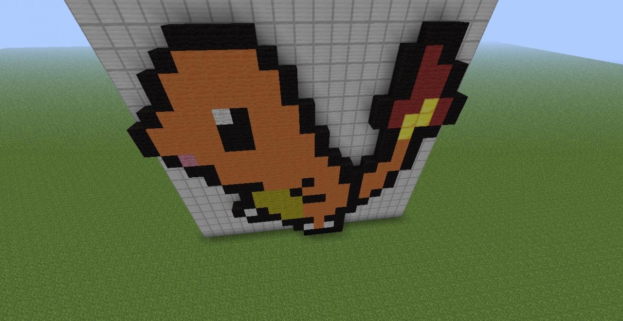 Charmander pixel art Minecraft Map