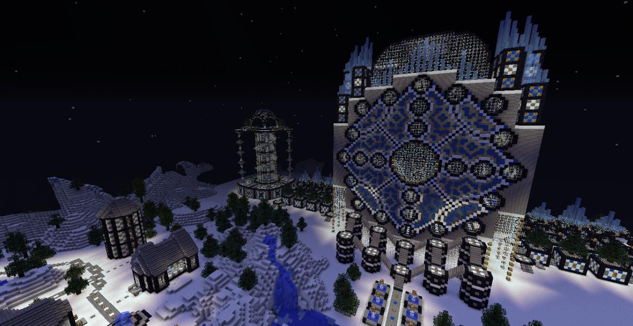 Frozen Spawn - Winter palace, town, and terrain Minecraft Map
