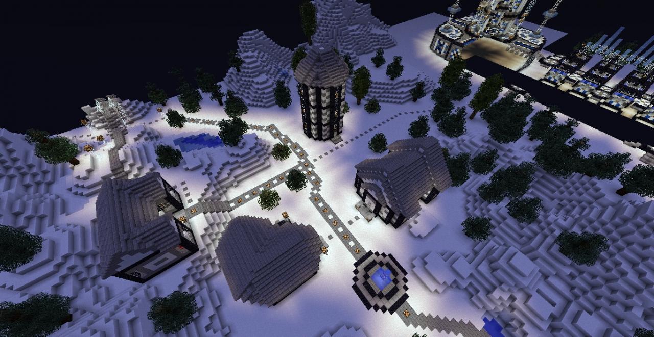 Frozen Spawn - Winter palace, town, and terrain Minecraft Map