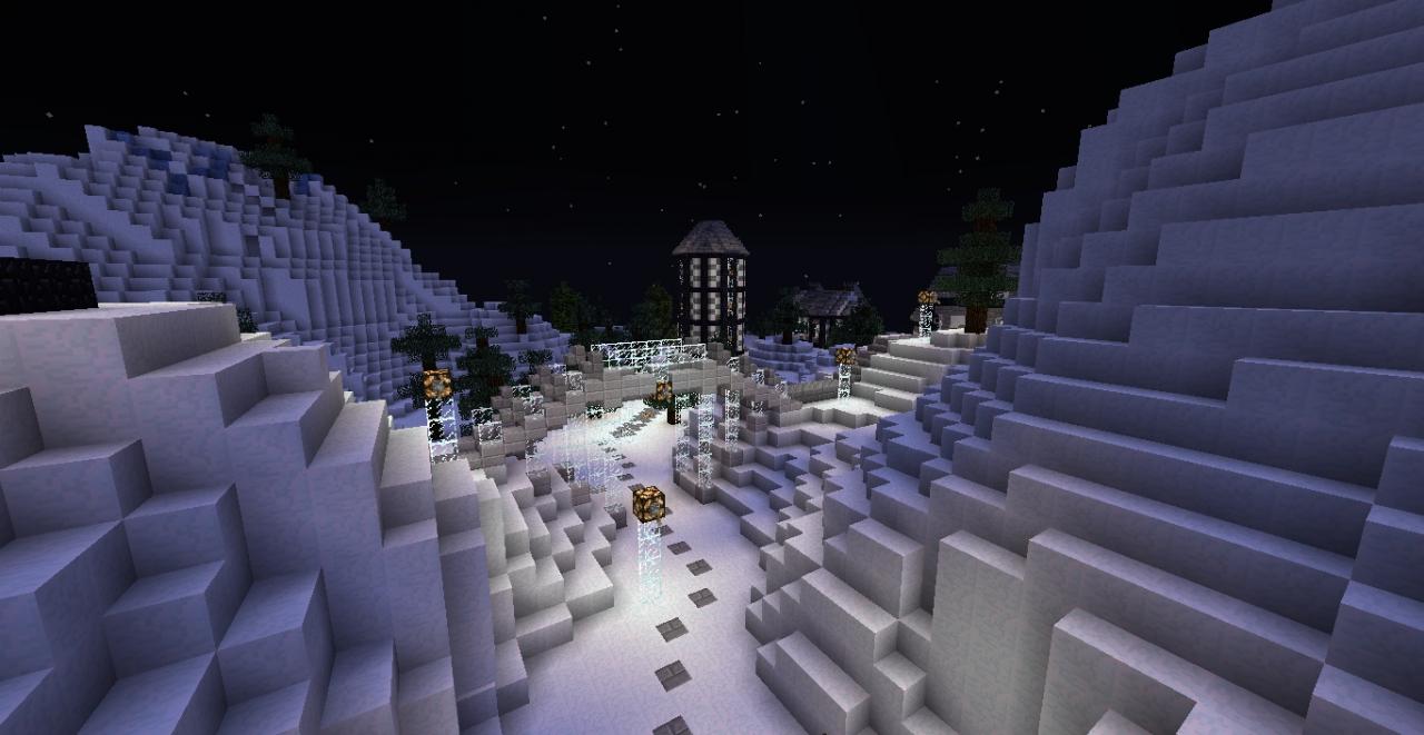 Frozen Spawn - Winter palace, town, and terrain Minecraft Map