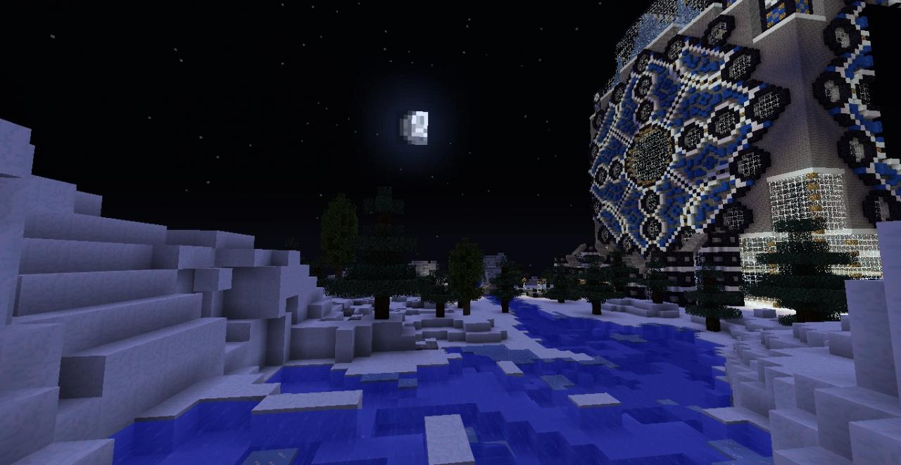 Frozen Spawn - Winter palace, town, and terrain Minecraft Map