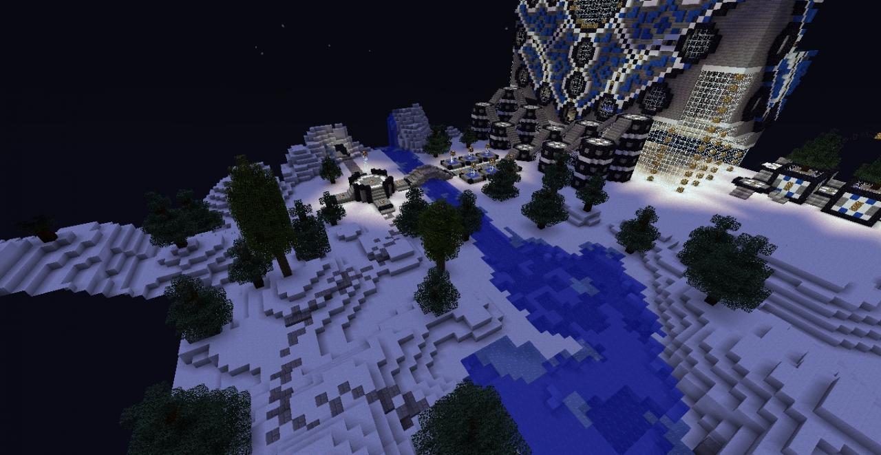 Frozen Spawn - Winter palace, town, and terrain Minecraft Map
