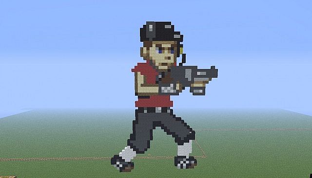 Team fortress 2 Scout Pixel Art Minecraft Map