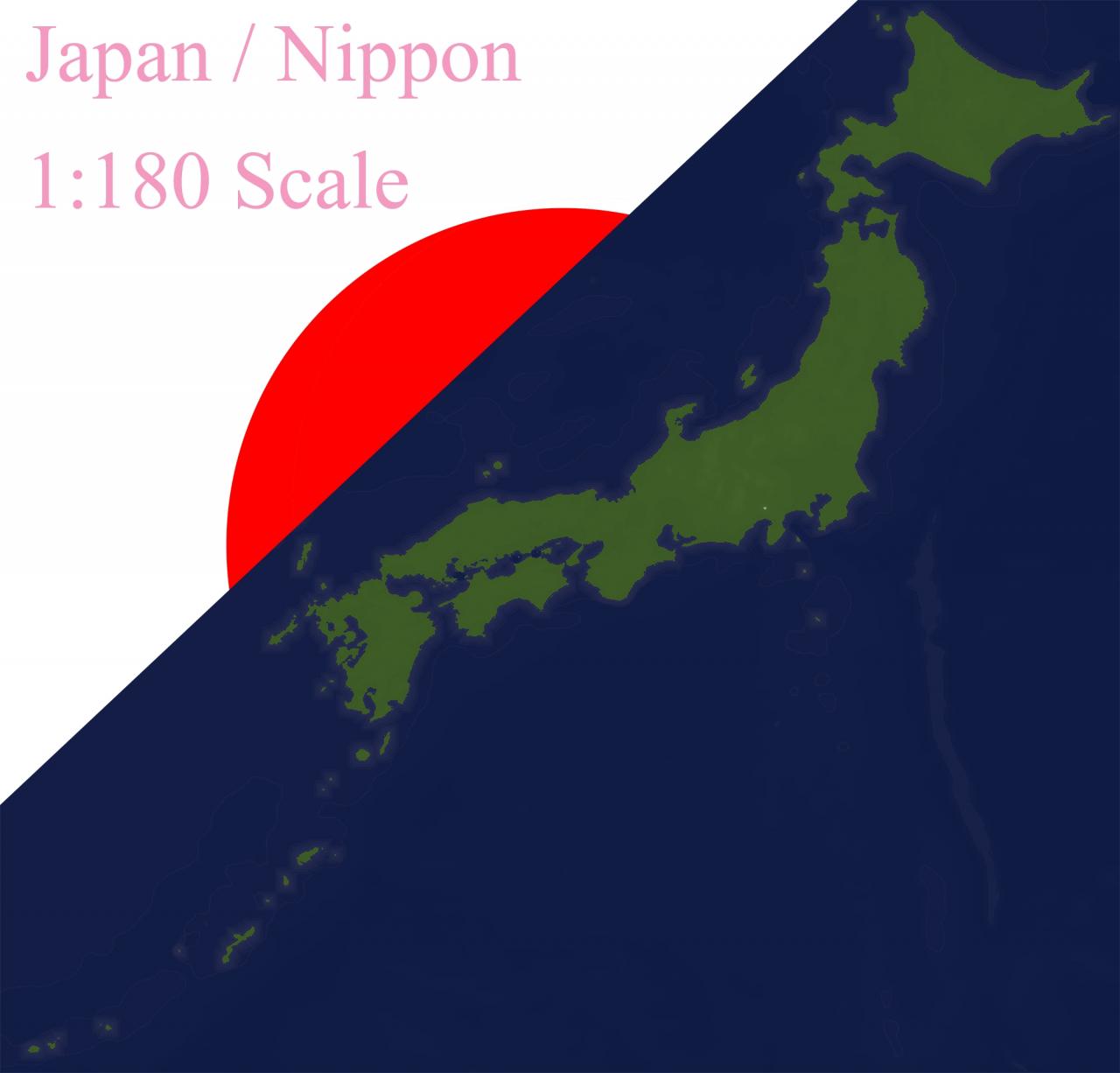 Japan 1:180 Scaled Minecraft Map