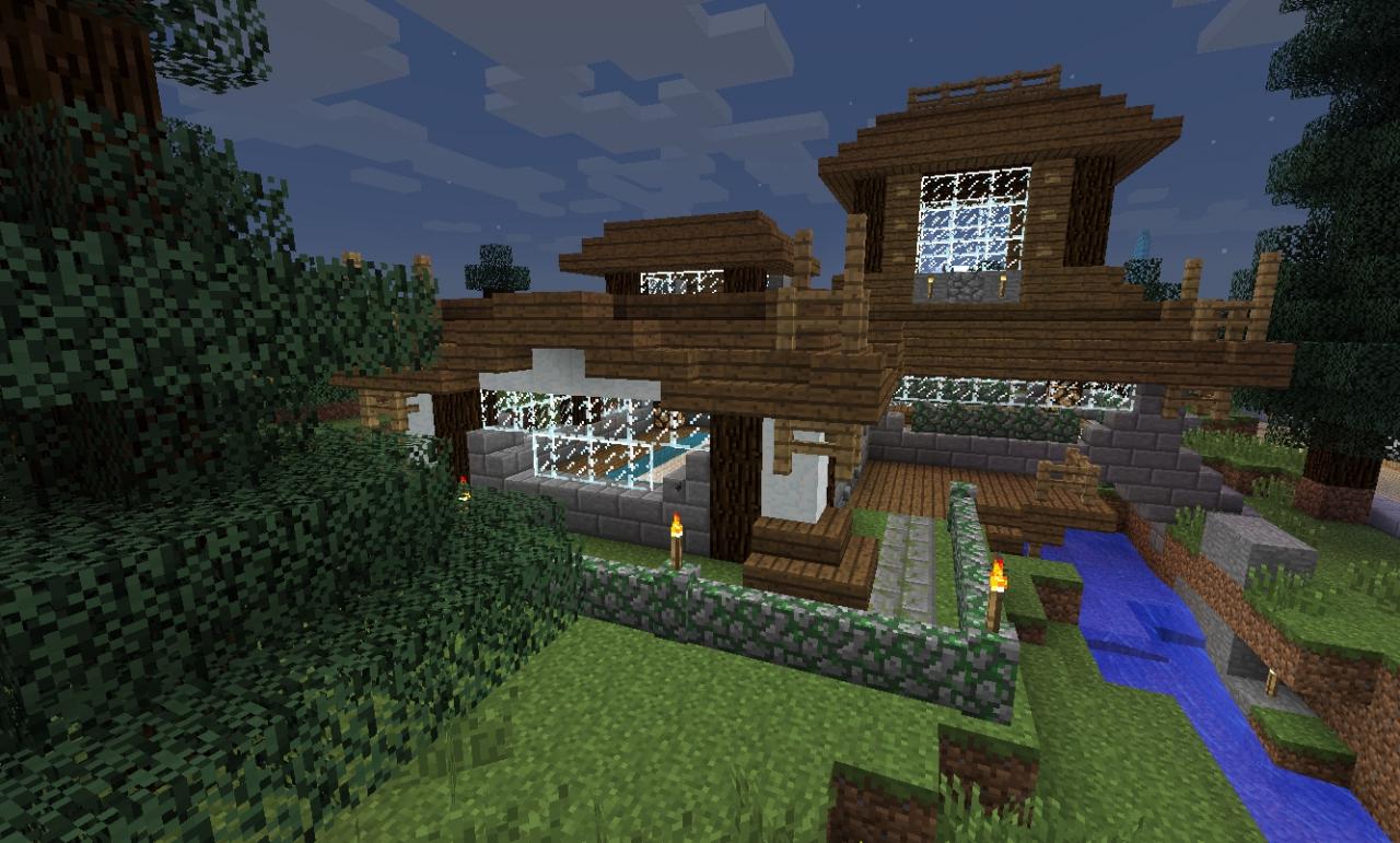 Mountain Cabin on a river Minecraft Map
