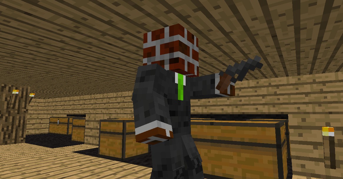 My Brick guy holding a GUN!!!!!!!!!!!!!! Minecraft Blog