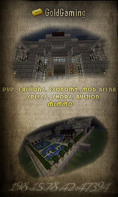 GoldGaming | Factions PvP | Economy | Raiding | MobArena Minecraft Server