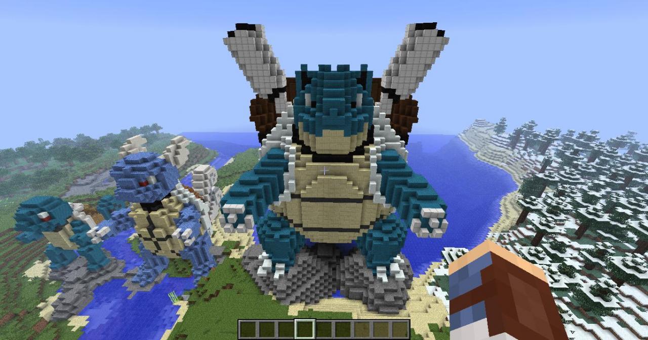 Giant Squirtle, Wartotrle and Blastoise Minecraft Map