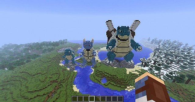 Giant Squirtle, Wartotrle and Blastoise Minecraft Map