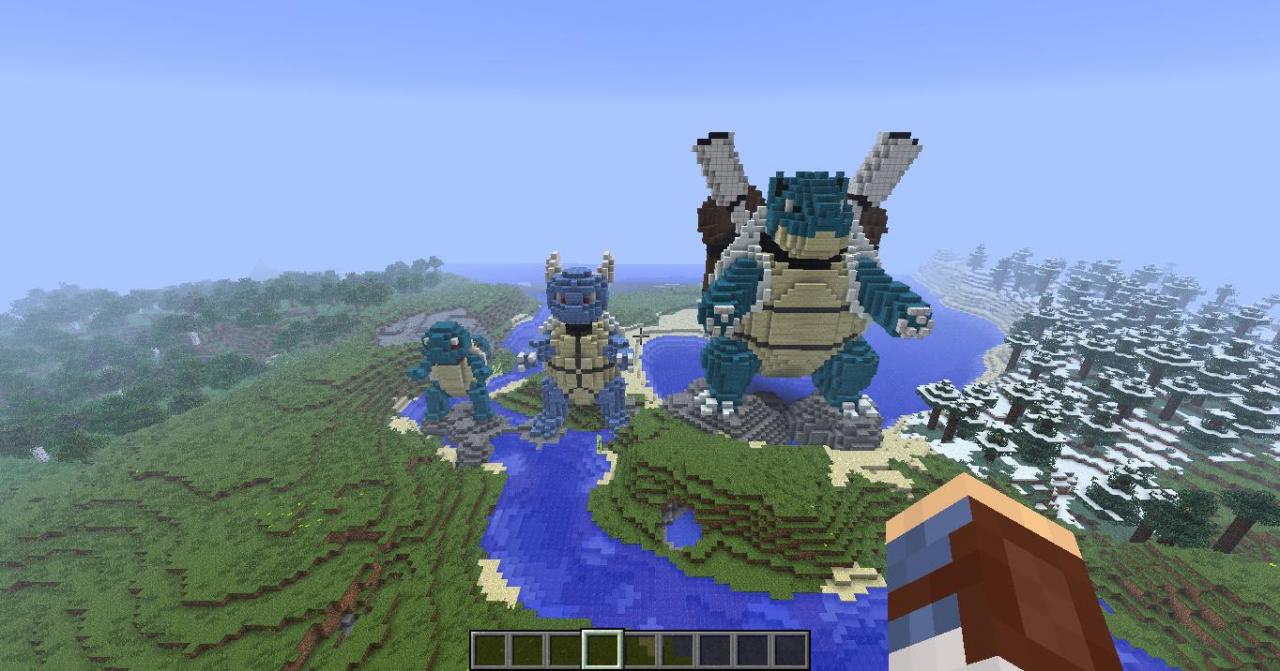 Giant Squirtle, Wartotrle and Blastoise Minecraft Map