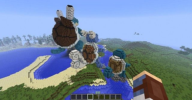 Giant Squirtle, Wartotrle and Blastoise Minecraft Map