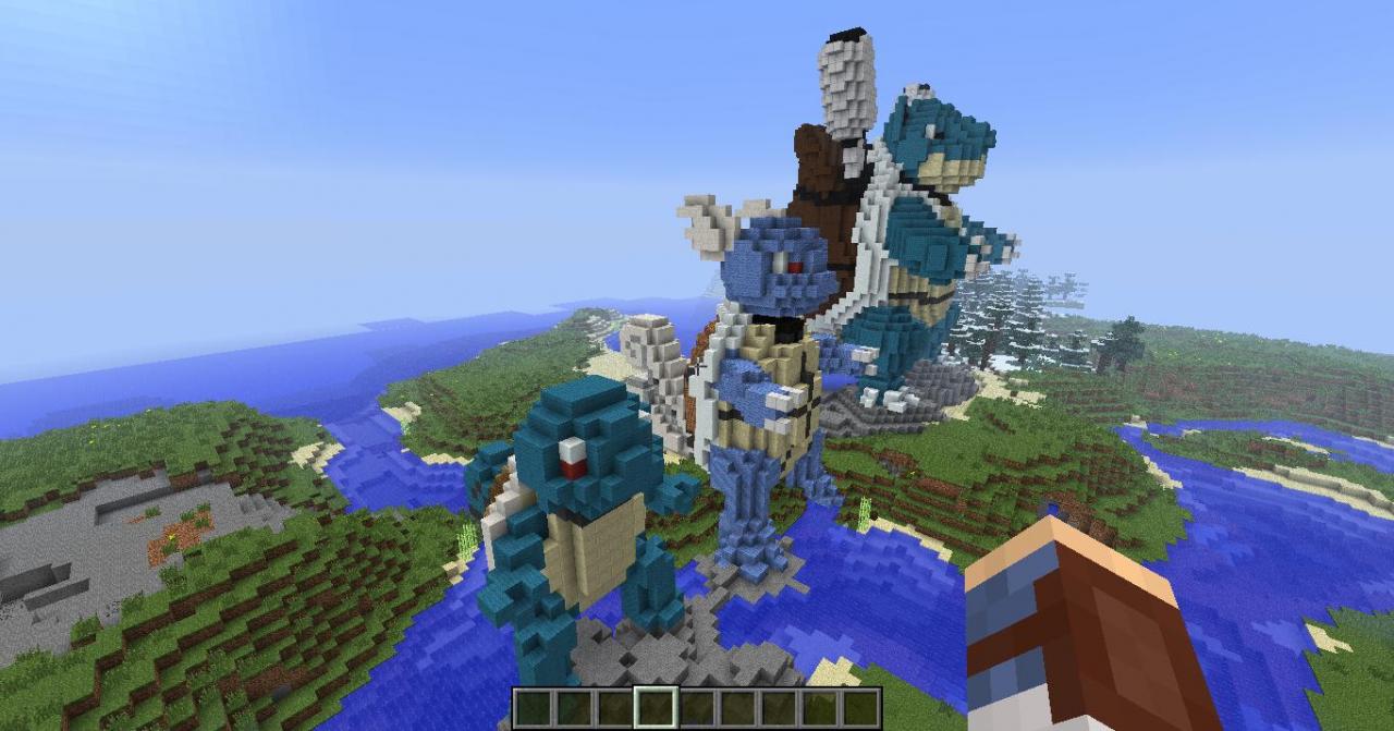 Giant Squirtle, Wartotrle and Blastoise Minecraft Map