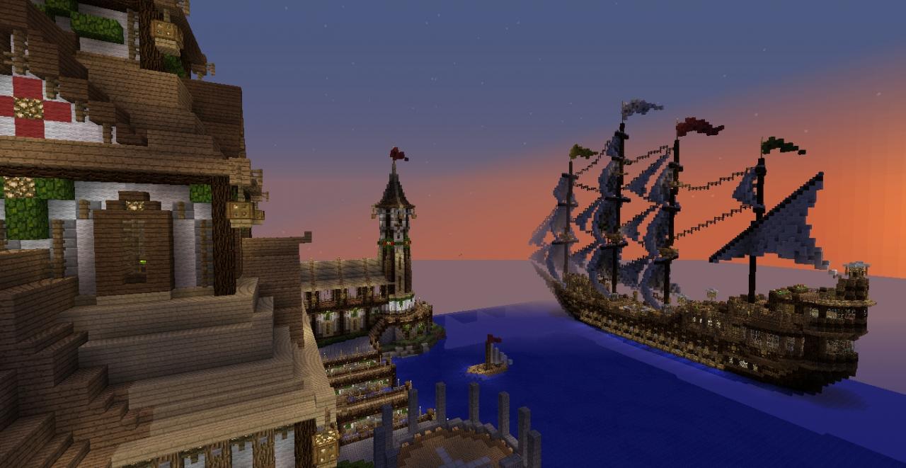Fellport Fantasy Castle & Sissel Sail Ship (WORLD SAVE ADDED) Minecraft Map