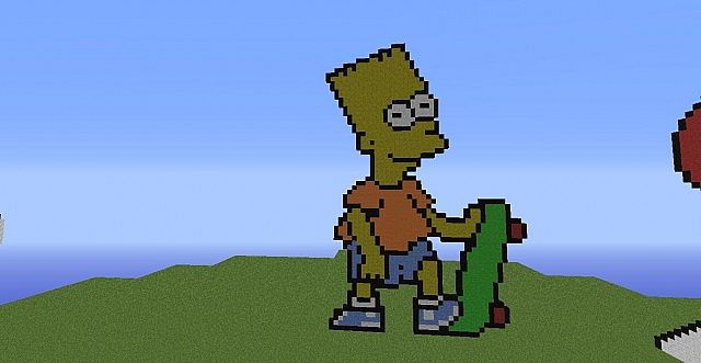 Bart Simpson pixel art Minecraft Map