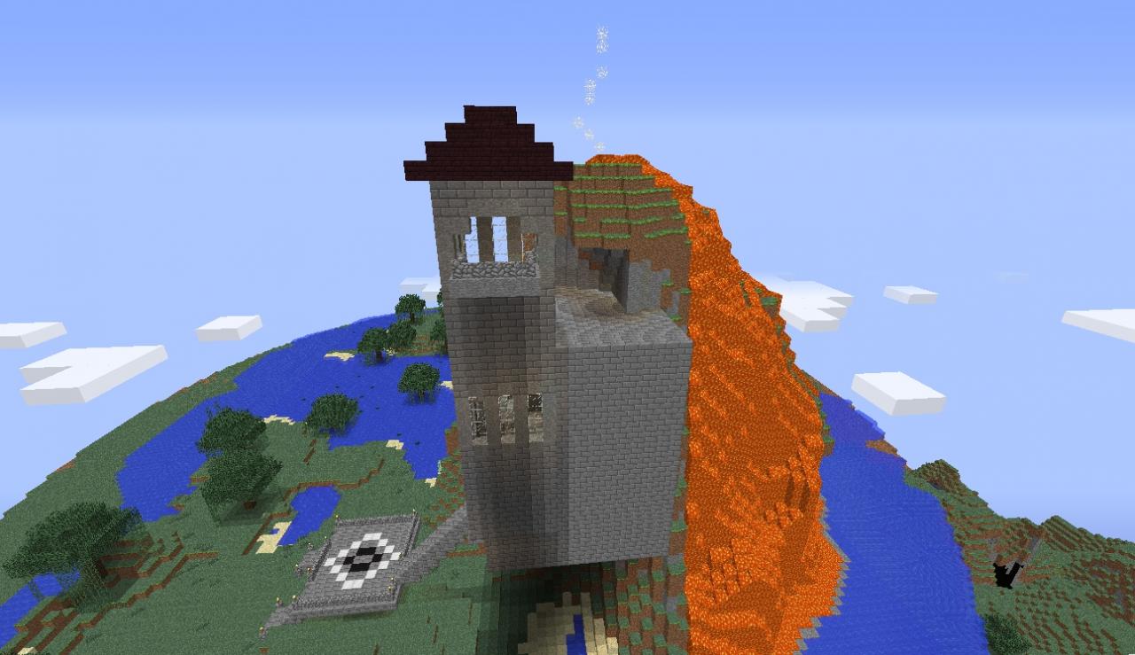 Tabletop island (now with a castle) Minecraft Map