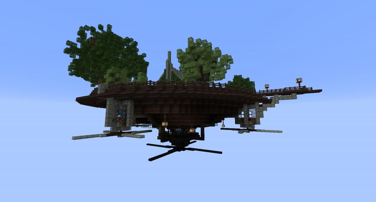 Steampunk Inspired Flying TownWIP Minecraft Map