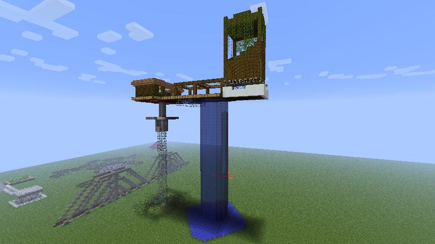 Flying house, bridge and pyramid-tank :) Minecraft Map