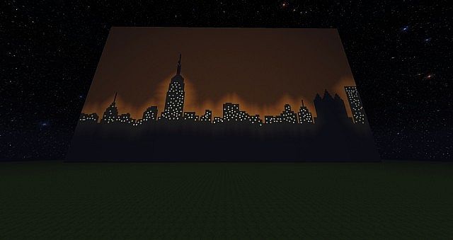 Silhouette of a city at sun set Minecraft Map