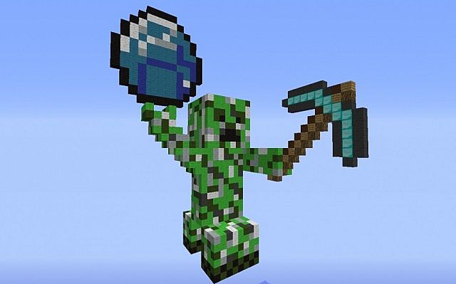 Creeper With Diamond and PickAxe Minecraft Map
