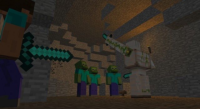 Steve In Cave With IronGolem Minecraft Map