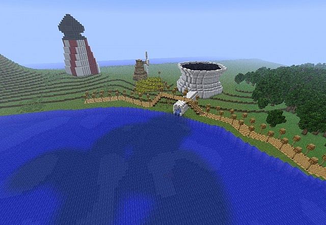 Custom Terrain with some builds Minecraft Map