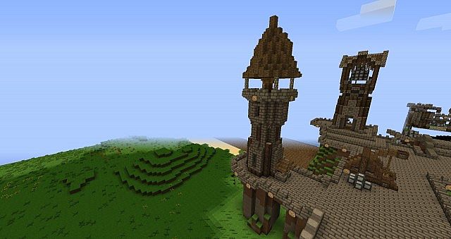Medieval Watchtower, Belltower and a catapult. Minecraft Map