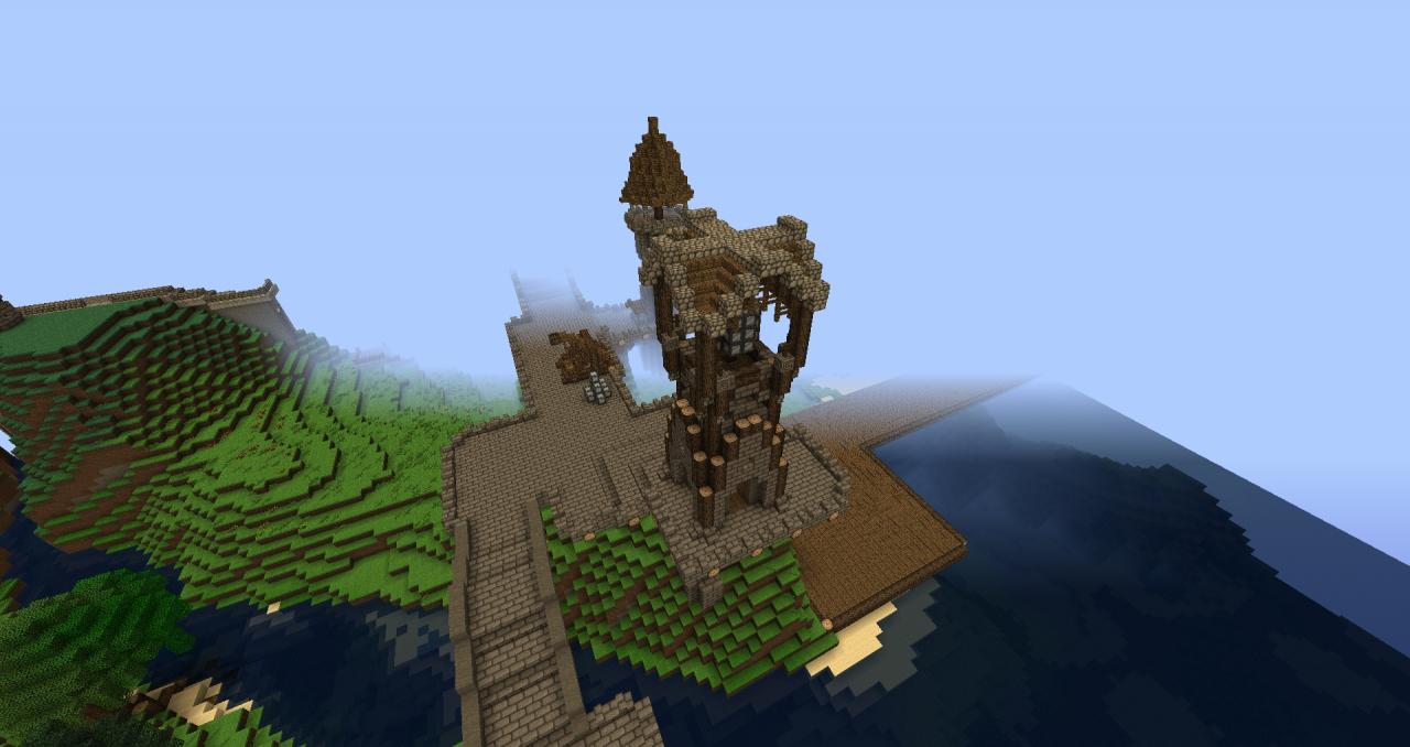 Medieval Watchtower, Belltower and a catapult. Minecraft Map