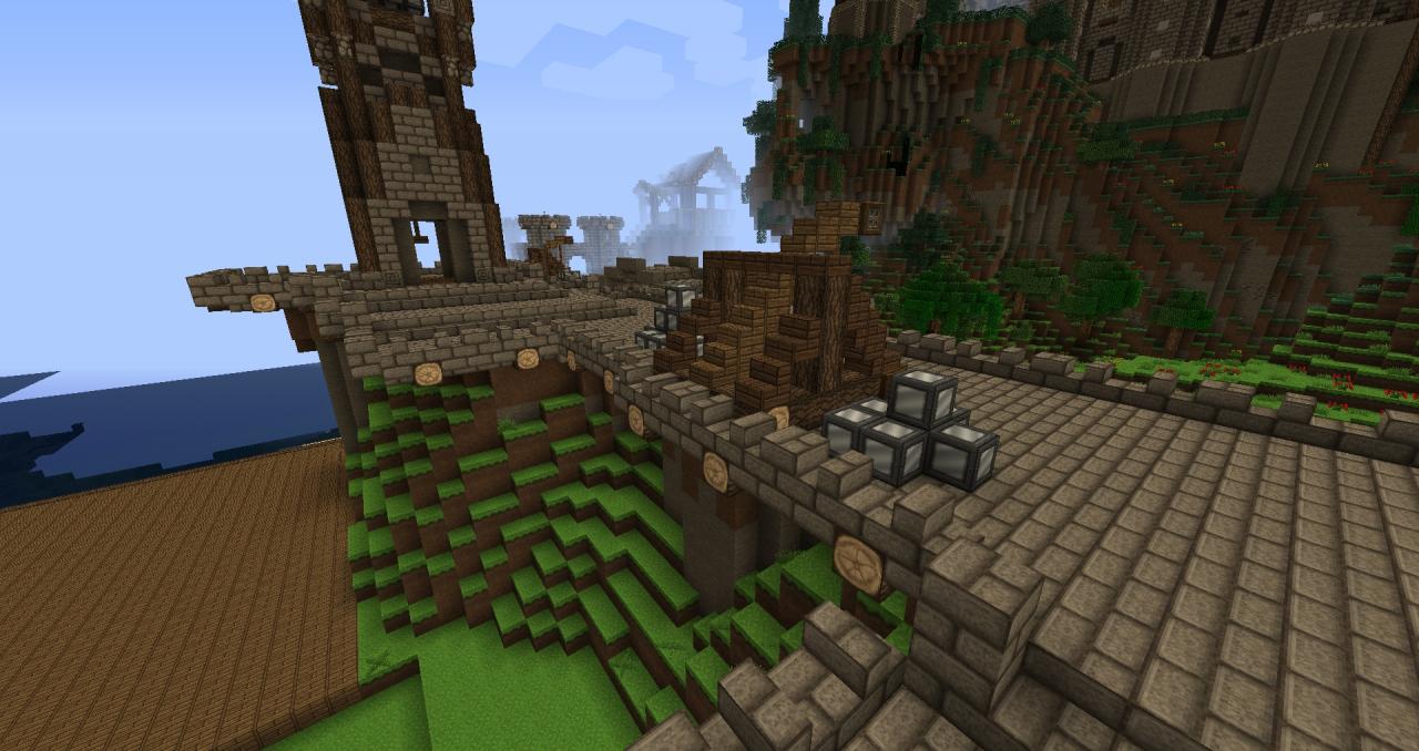 Medieval Watchtower, Belltower and a catapult. Minecraft Map
