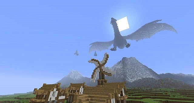 Dragon Town: Mountains, Rivers, Town, Huge Dragon Minecraft Map