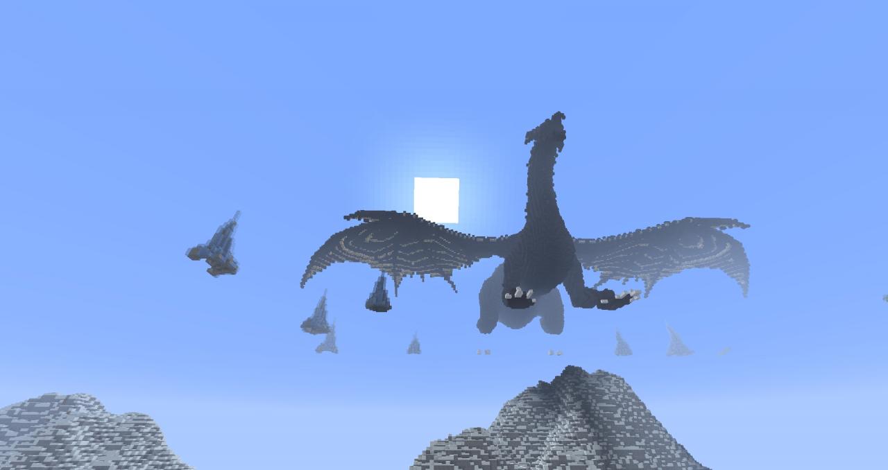 Dragon Town: Mountains, Rivers, Town, Huge Dragon Minecraft Map
