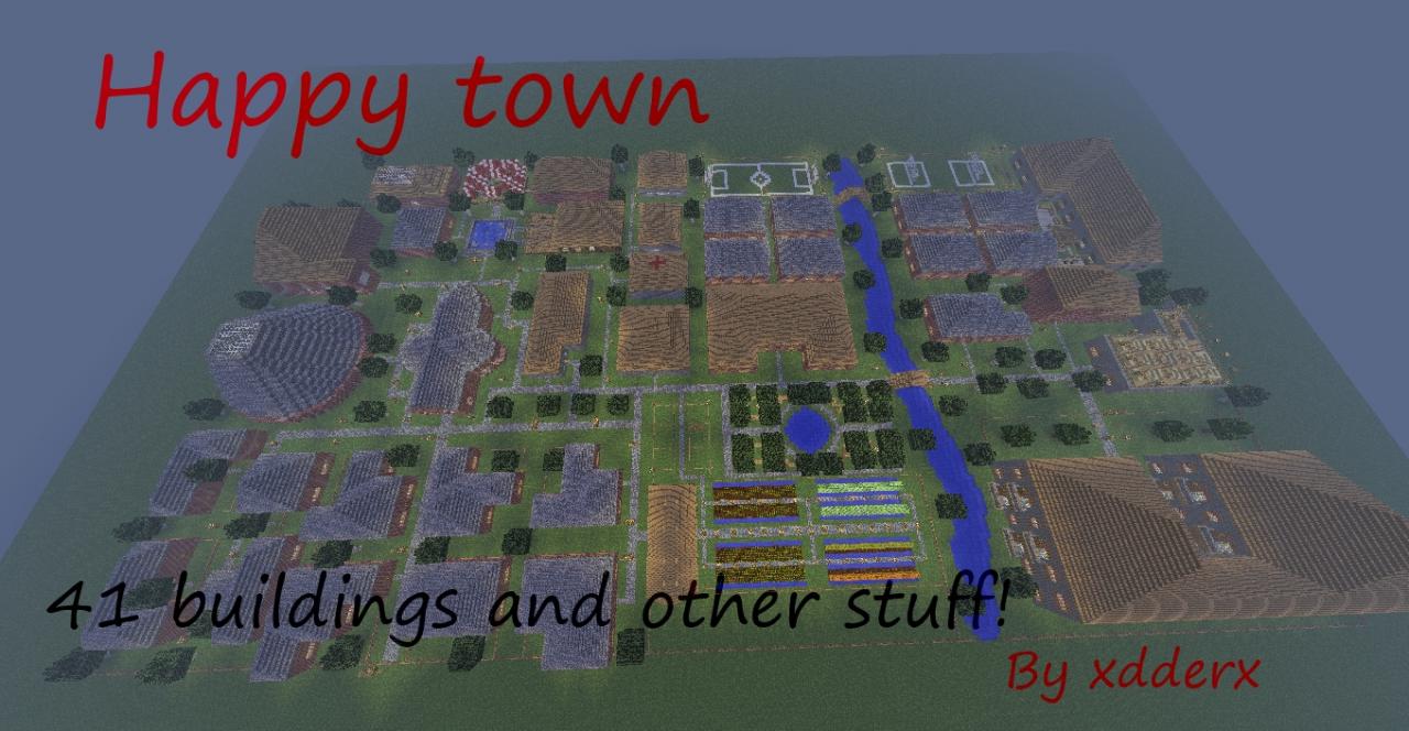 Happy town *FINAL RELEASE* more than 40 buildings! Minecraft Map