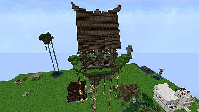 floating island + house Minecraft Map